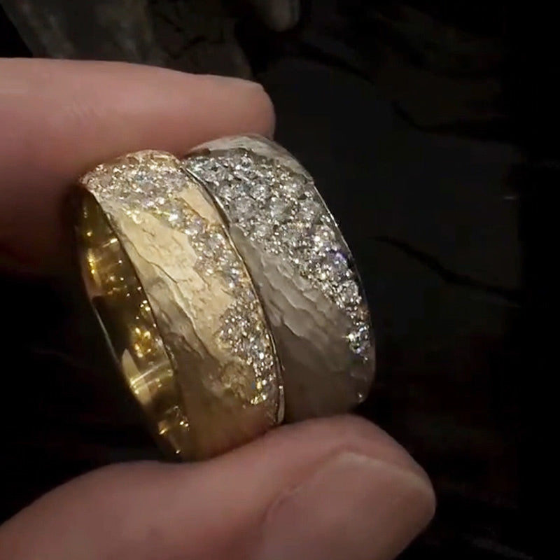 Broken Band in Gold and White Gold Matte Finish
